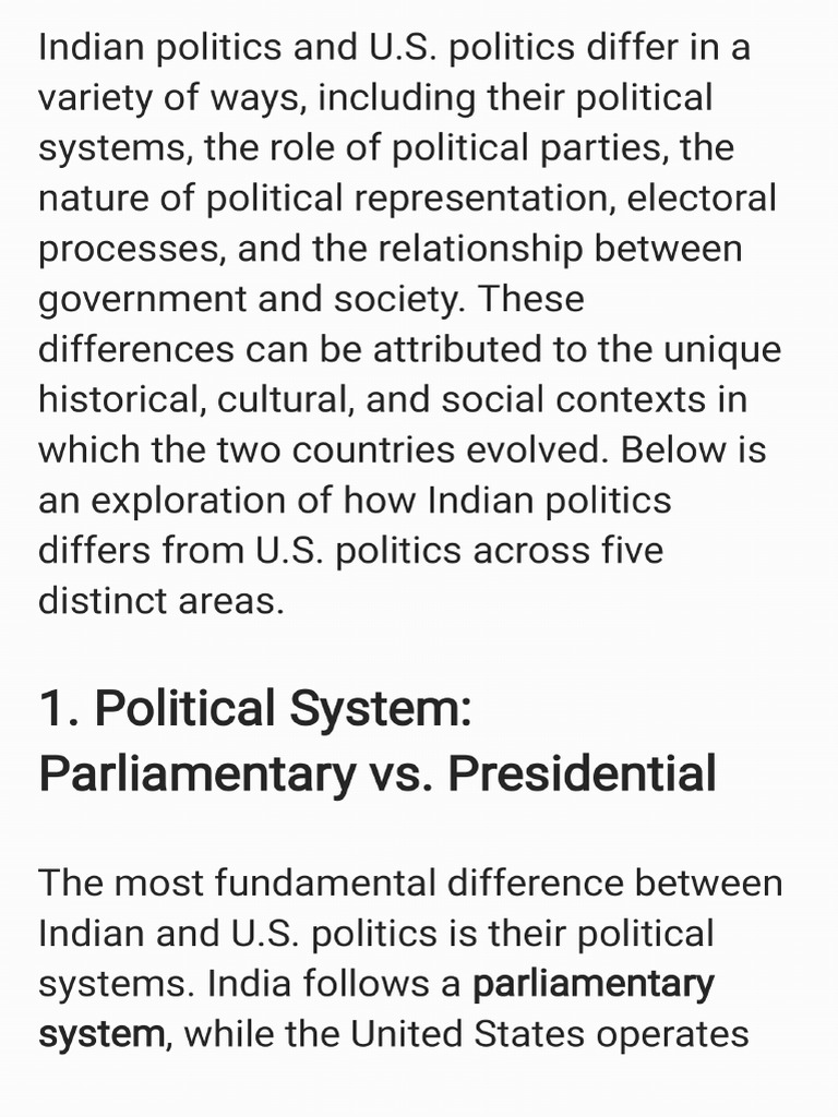 USA Political Diversity From The Indian Democracy | PDF