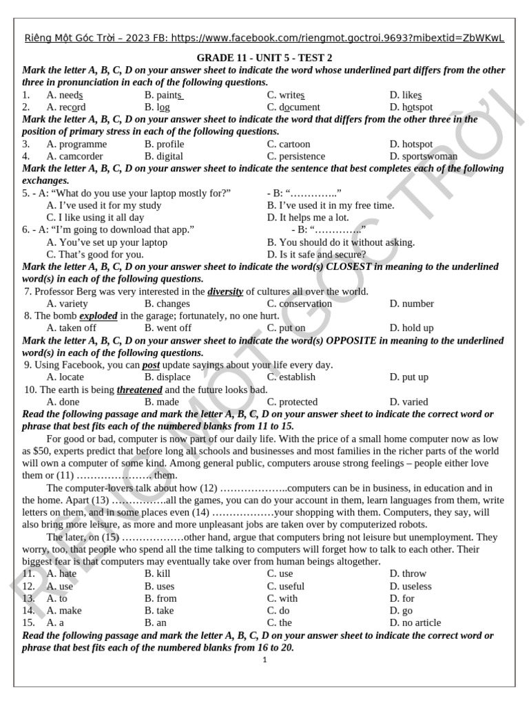 Grade 11 Unit 5 Test 2 Overview | PDF | World Wide Web | Internet & Web