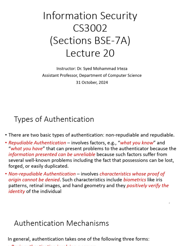Lecture 20 IS BSE 7A SMI Fall 2024 | PDF | Password | Public Key Cryptography