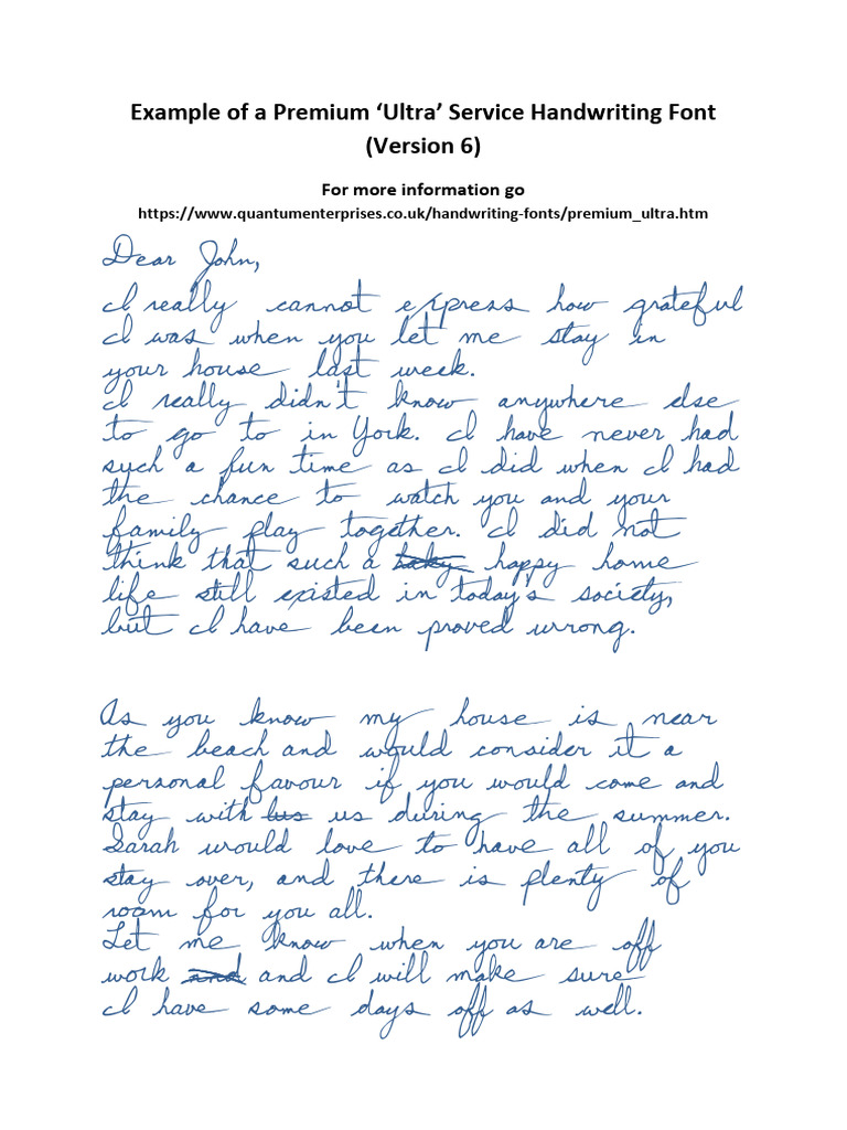Premium Ultra Handwriting Font Example | PDF