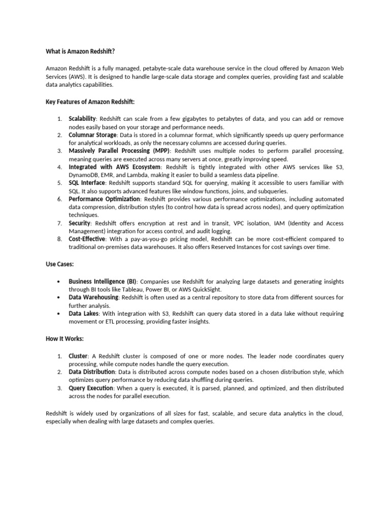 Amazon Redshift | PDF | Databases | Computer Cluster