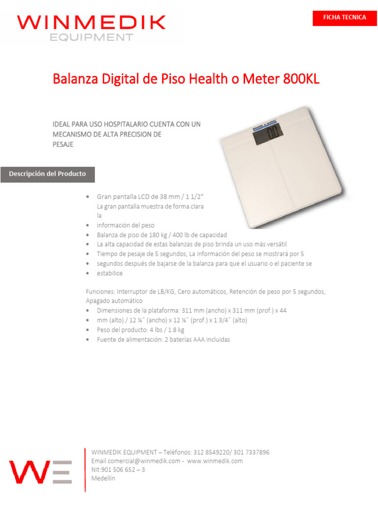 Bascula Digital 800KL HM | PDF