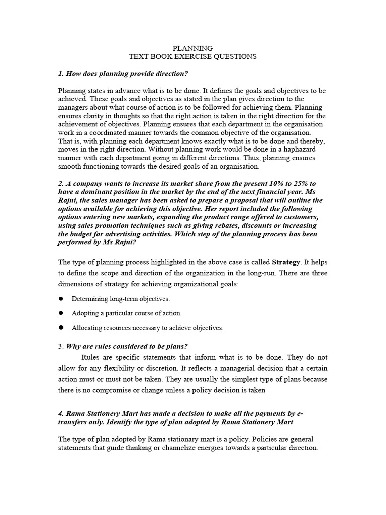 PLANNING Textbook Exercise Solutions | PDF | Policy | Creativity