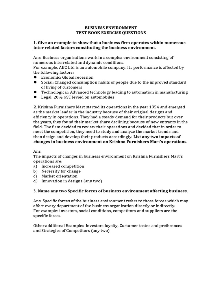 Business Environment Text Book Excercise | PDF | Interest | Legal Tender