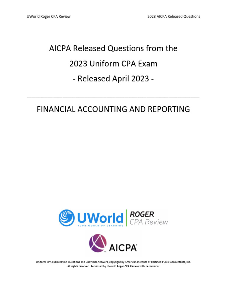2023 Aicpa Questions-Far | PDF | Debits And Credits | Uniform Certified Public Accountant ...