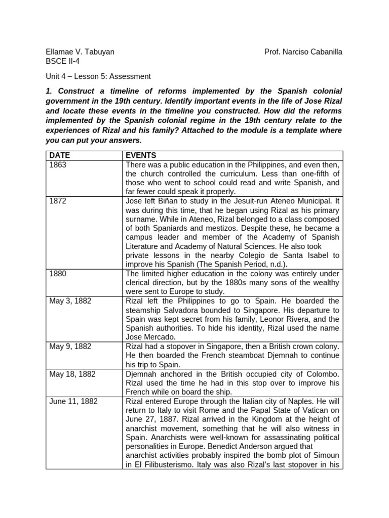 Unit 4 - Lesson 5 Assessment | PDF | Philippines