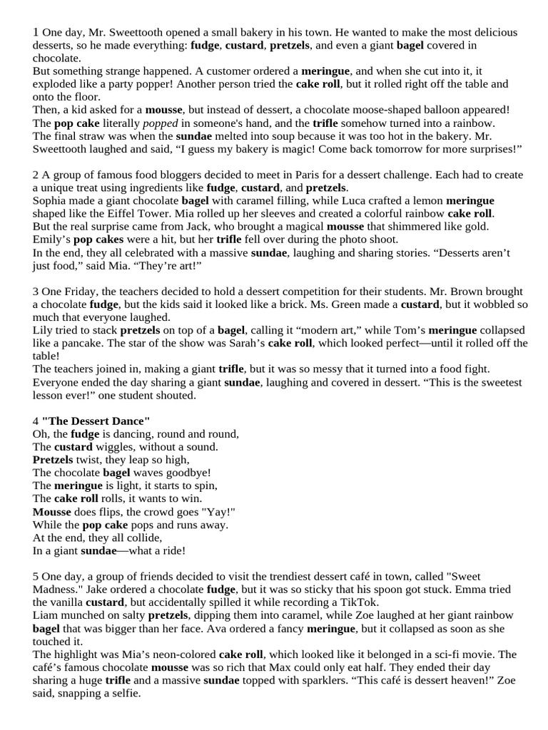 Sstory Telling Stories | PDF | Desserts | Cakes