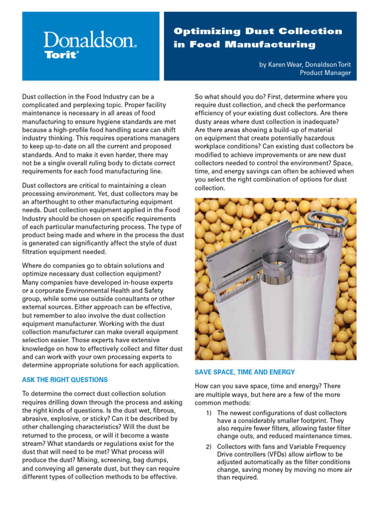 Dust Collection in Food Manufacturing - Wear | PDF