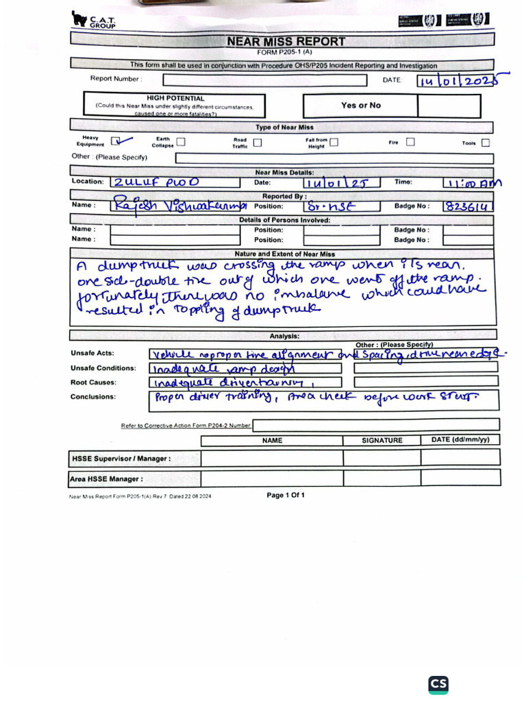 Nearmiss 01-14-2025 15.39 | PDF