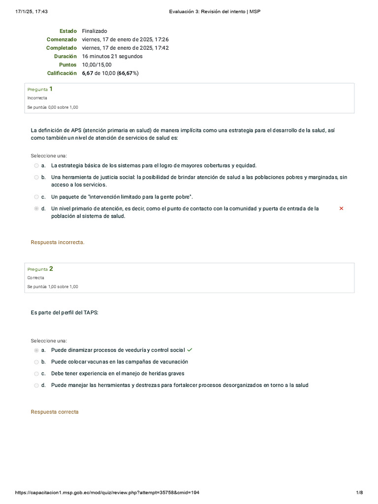 Evaluación 3 - Revisión Del Intento - MSP4 | PDF