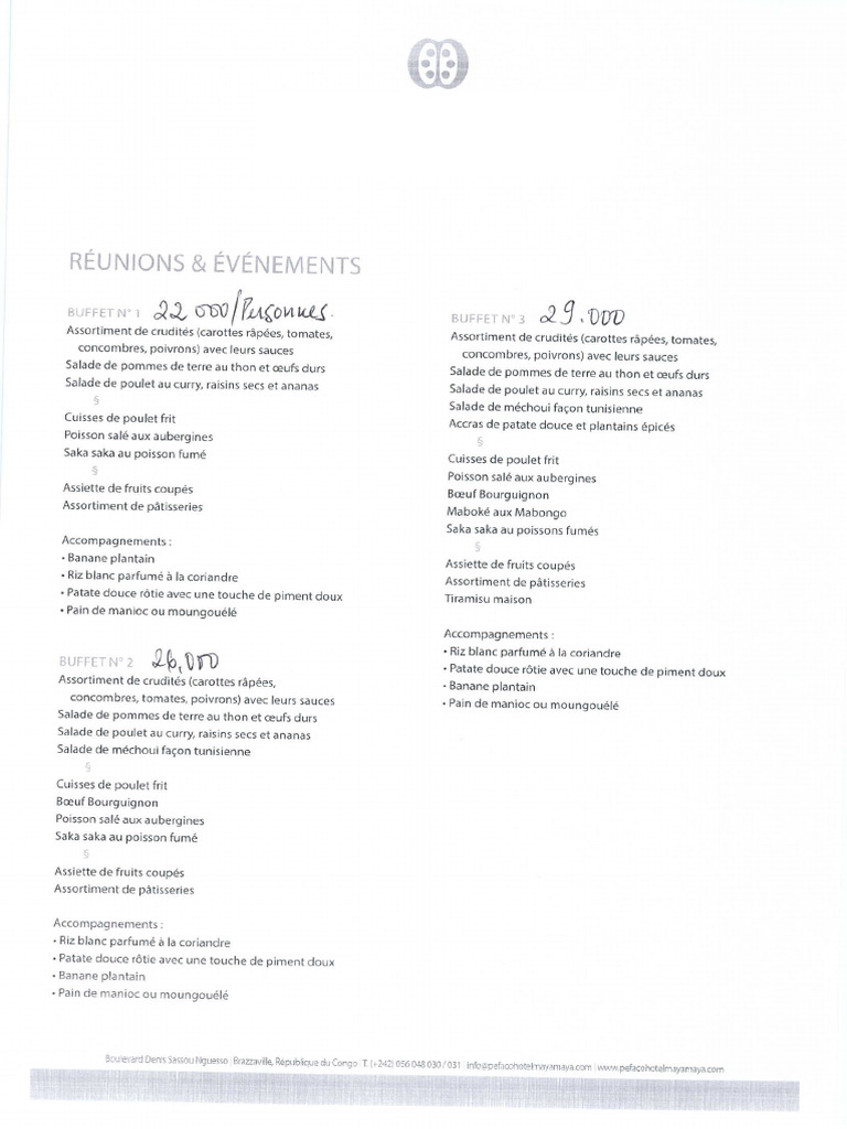 Menus Buffets | PDF