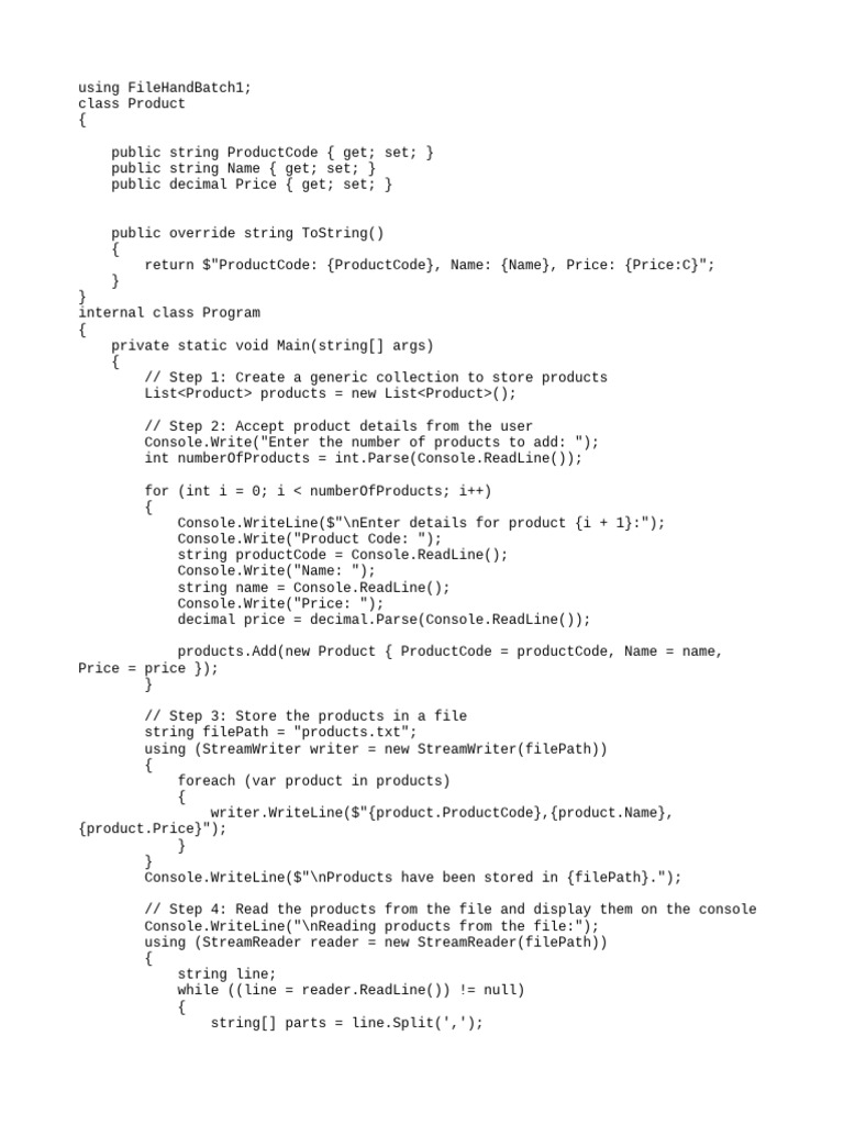 ProductFileHandling | PDF | Software Development | Computer Science