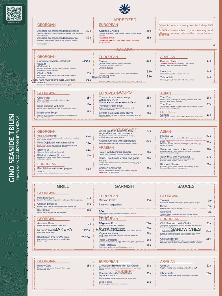 Gino Seaside Tbilisi Restaurant Menu NEW FOOD02 | PDF | Cooking | Foods