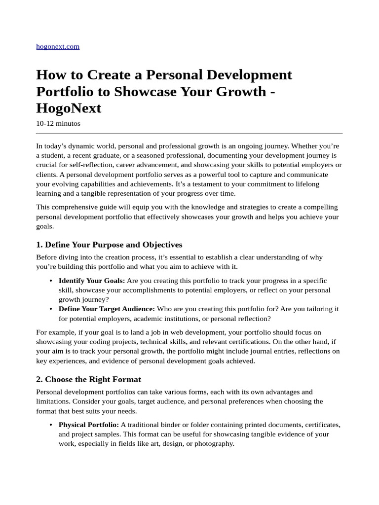 How To Create A Personal Development Portfolio To Showcase Your Growth ...