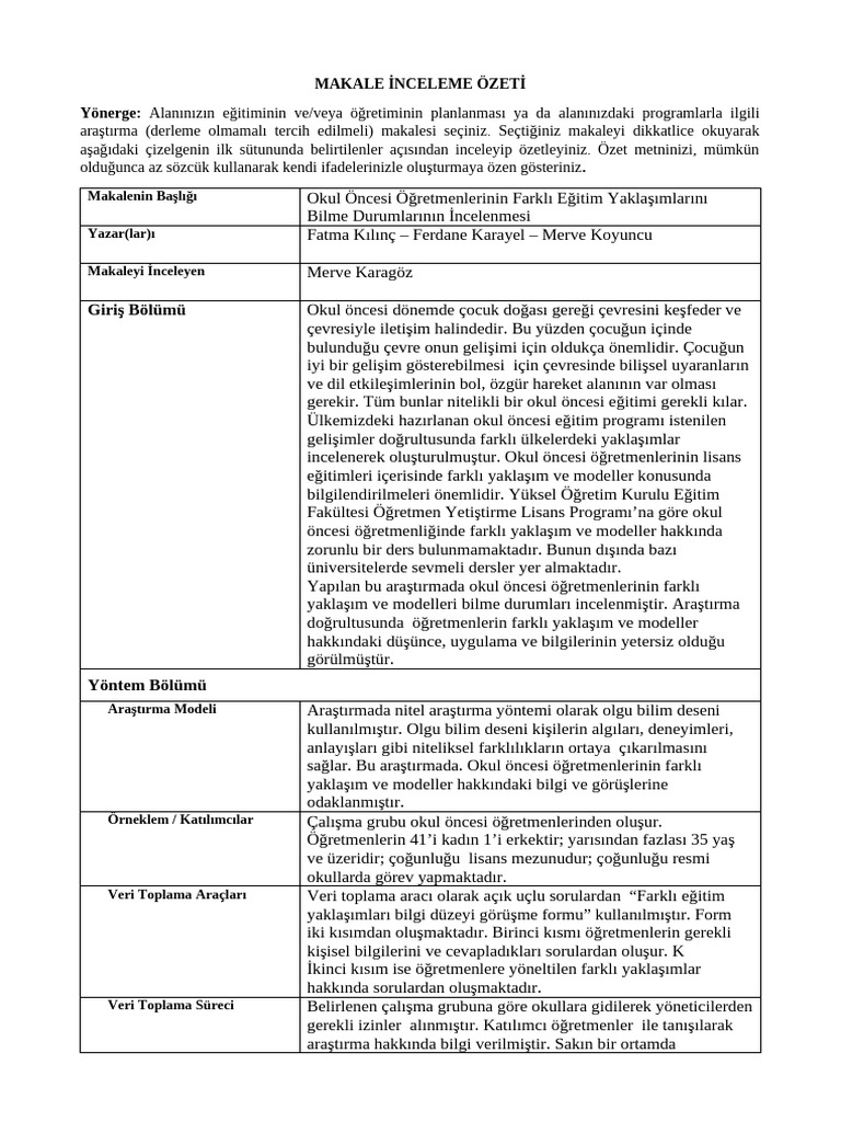 Makale Inceleme Ozeti | PDF