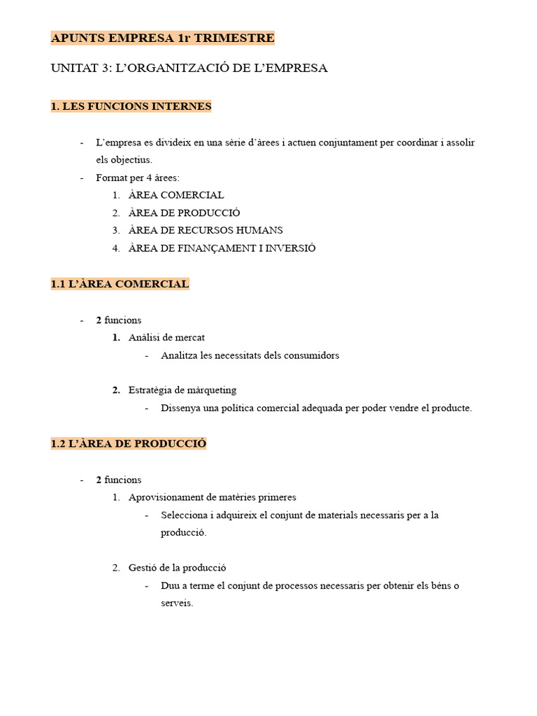 Unitat 3 - L'organització de L'empresa | PDF