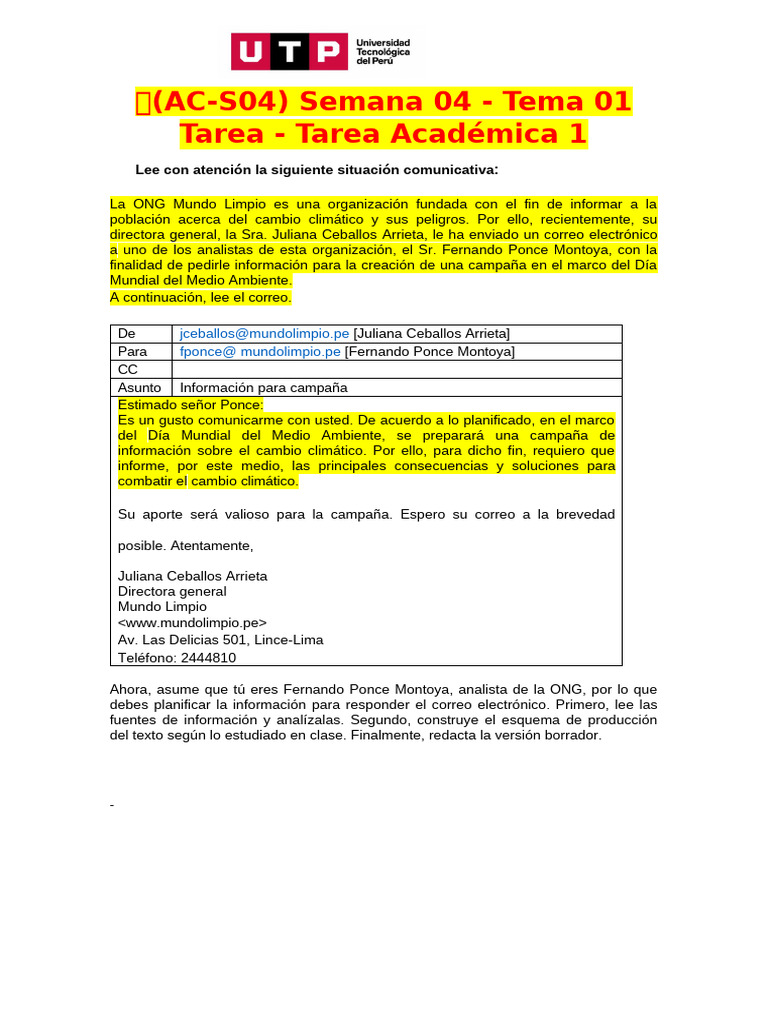 ? (AC-S04) Semana 04 - Tema 01 Tarea - Tarea Académica 1 - Redaccion 2 | PDF | Energía renovable ...
