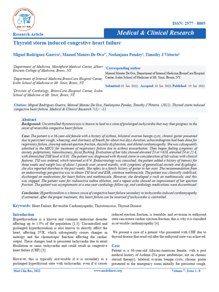Thyroid Storm Induced Congestive Heart Failure 1ukqwq5r | PDF ...