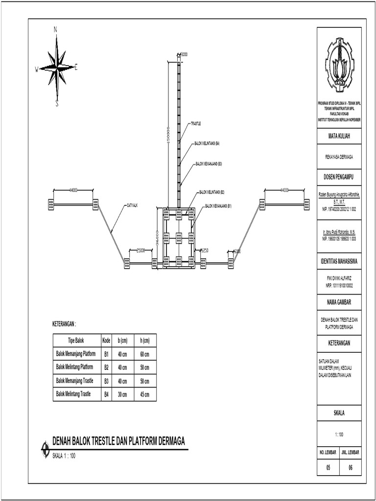 Denah Balok Trestle Dan Platform Dermaga: Trastle | PDF