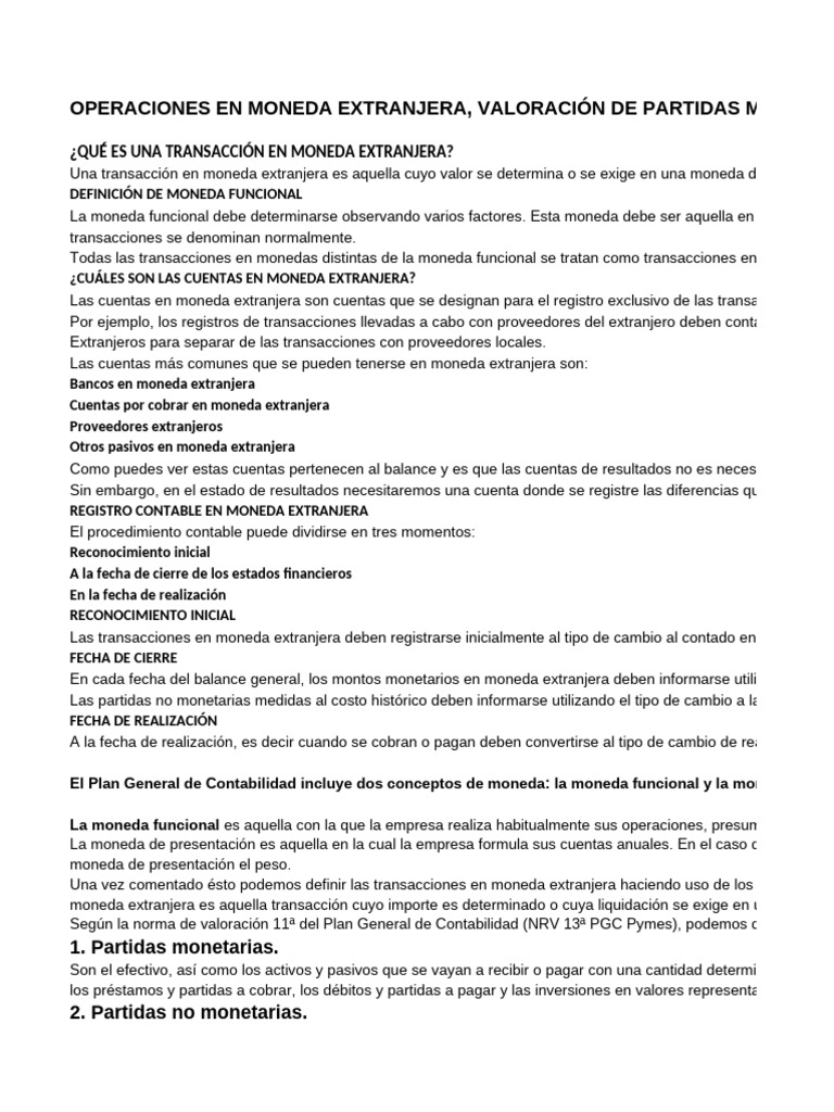 Contabilidad de Transacciones en Moneda Extranjera | PDF | Moneda ...