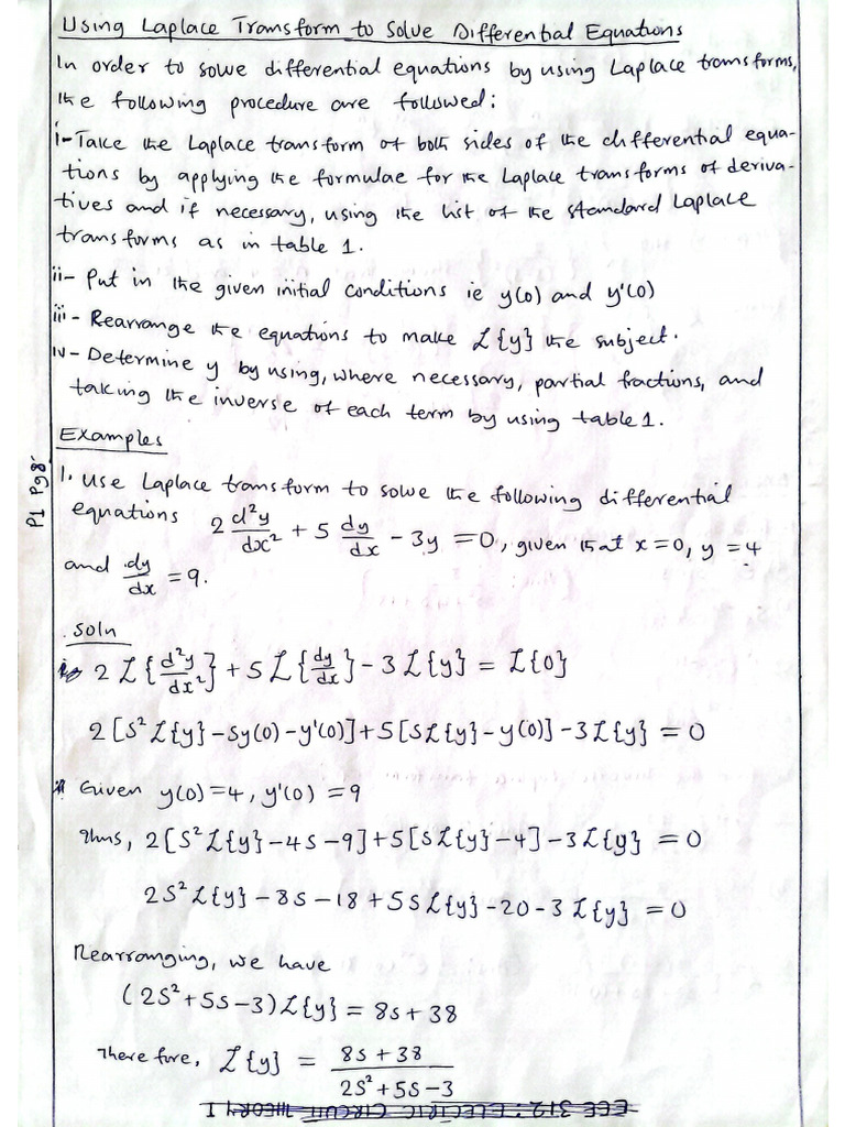 EEE 312 Laplace Continuation - 1 | PDF