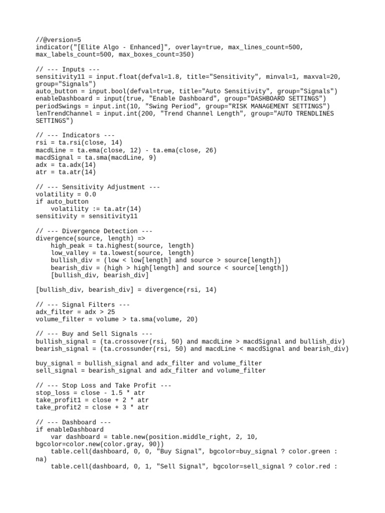 Elite Algo: Trading Signals Script | PDF | Electronics
