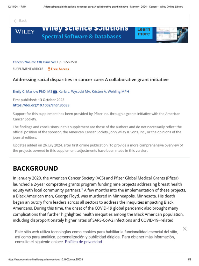 Addressing Racial Disparities in Cancer Care_ a Collaborative Grant Initiative - Marlow - 2024 ...
