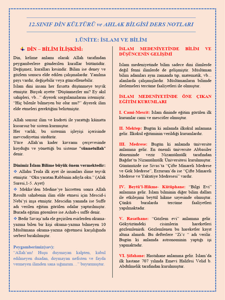 12 DKAB DERS NOTLARI | PDF