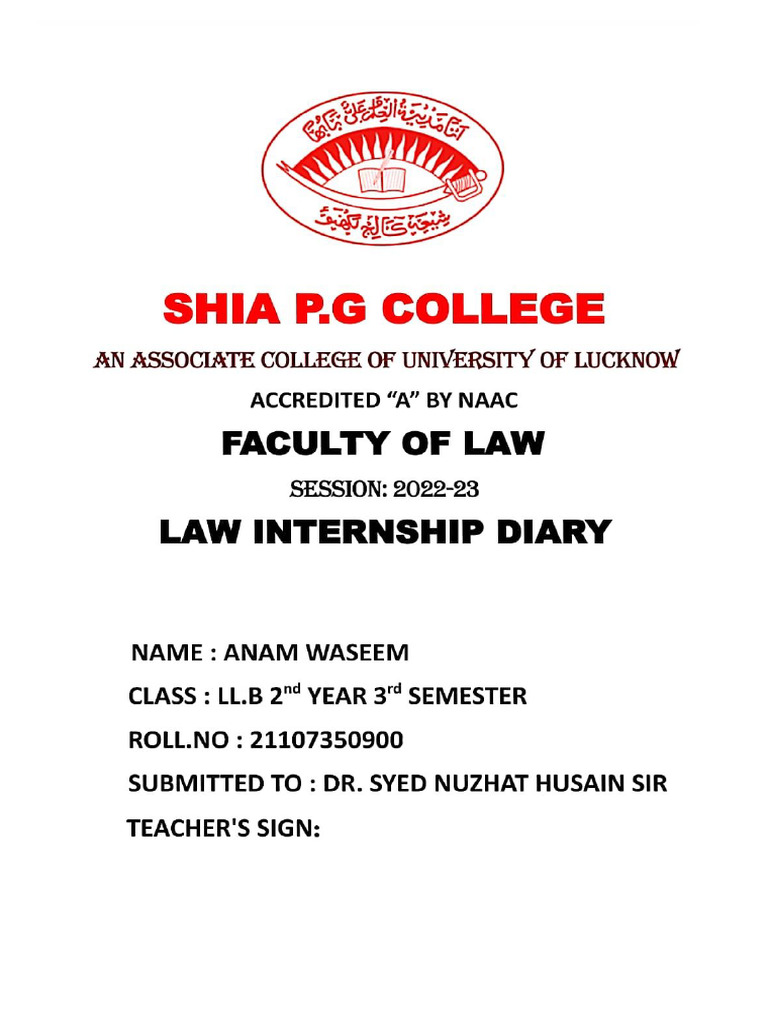 Anam's Law Internship Diary | PDF