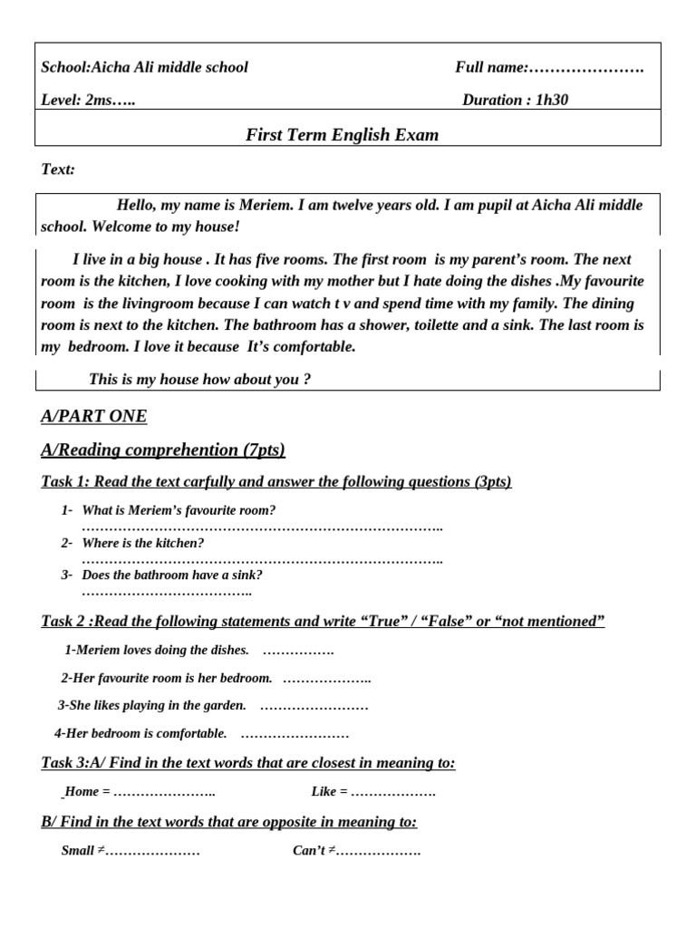 School Aicha 2ms | PDF