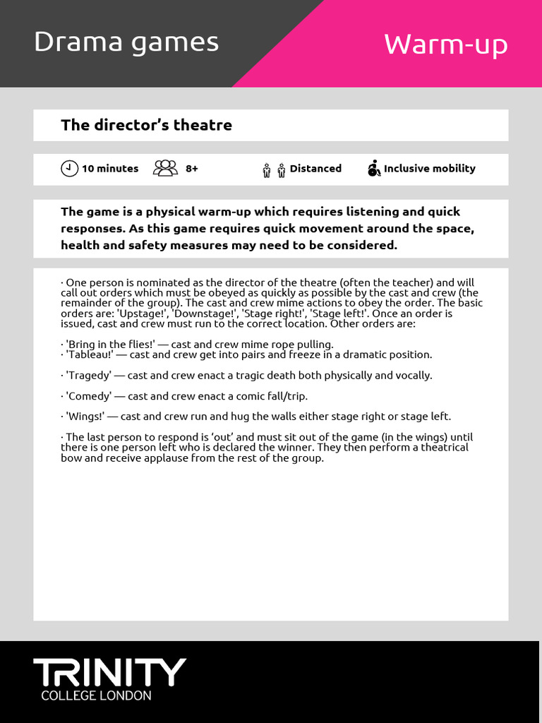 Director's Theatre Warm-Up Games | PDF