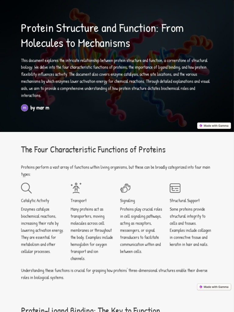 Protein Structure and Function From Molecules To Mechanisms | PDF ...