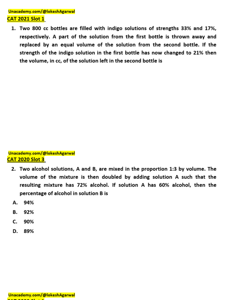 12. ALLIGATION 3+ mixture 1 (cat_22) | PDF | Ratio | Concentration