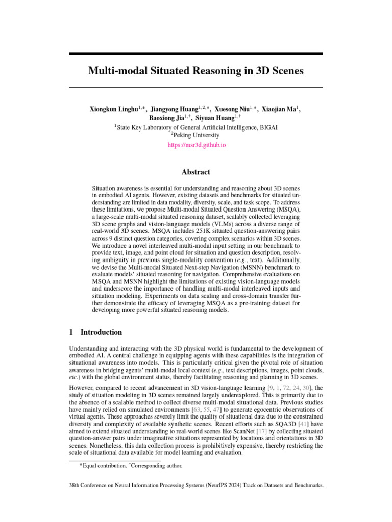 Multi-Modal Situated Reasoning in 3D Scenes | PDF | Computing