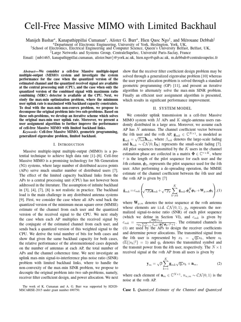ICC1 Limited Backhaul Cameraready | PDF | Mimo | Computer Engineering