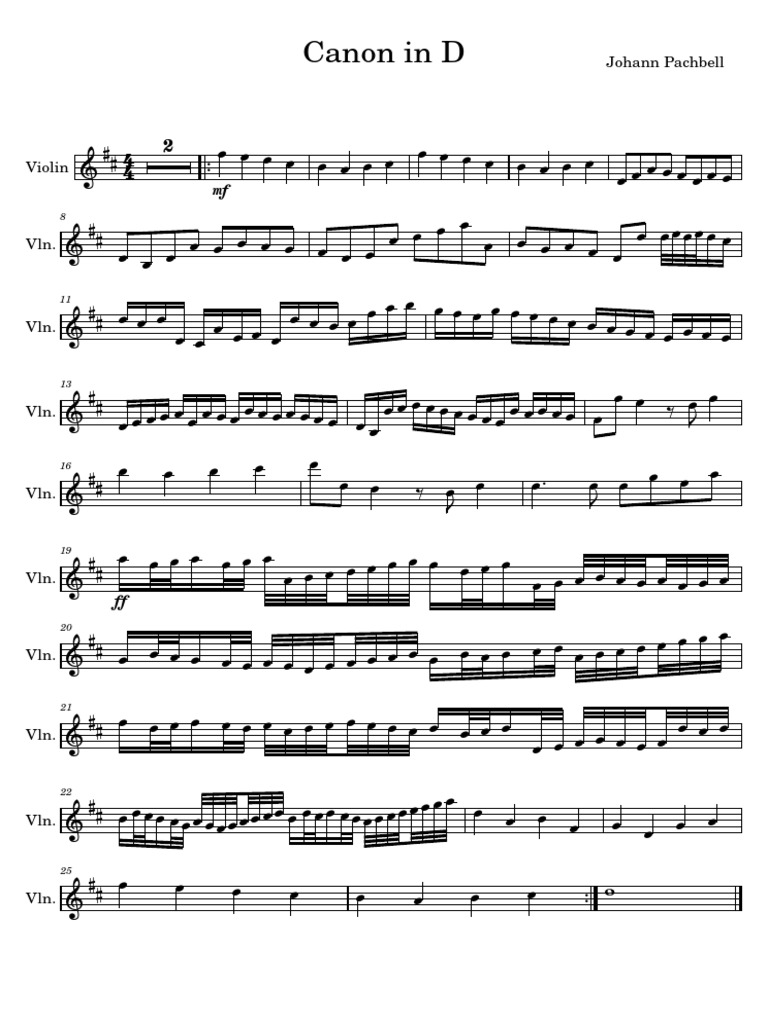 Canon in D Violin Solo | PDF | Musical Compositions | Compositions