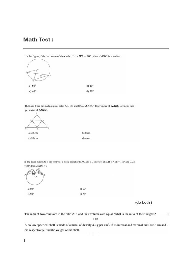 Maths Test | PDF