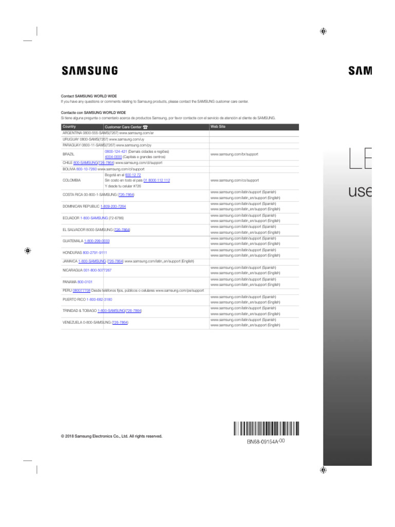 Manual de Usuario Samsung UN32J4290AG (Español - 47 Páginas) | PDF ...