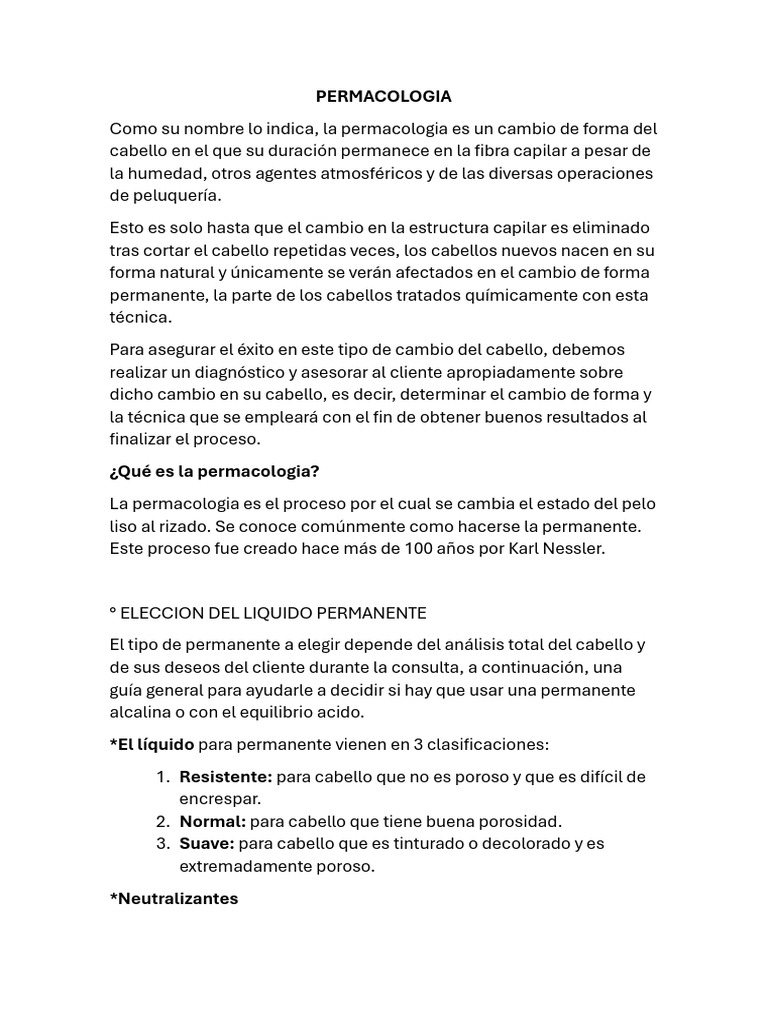 PERMACOLOGIA | PDF | Pelo | Química