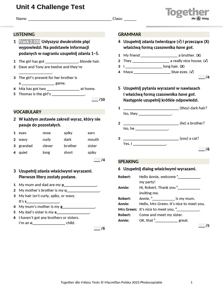 Together kl4 U4 Unit Test Challenge | PDF