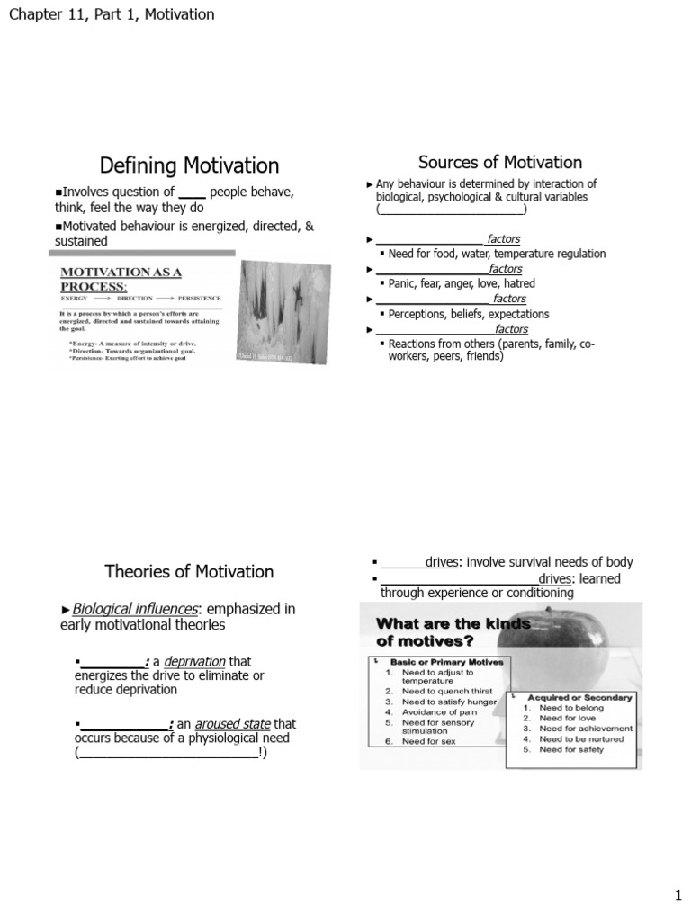 Lecture, Chapter 11, Part 1, Motivation, Post | PDF | Motivational | Motivation