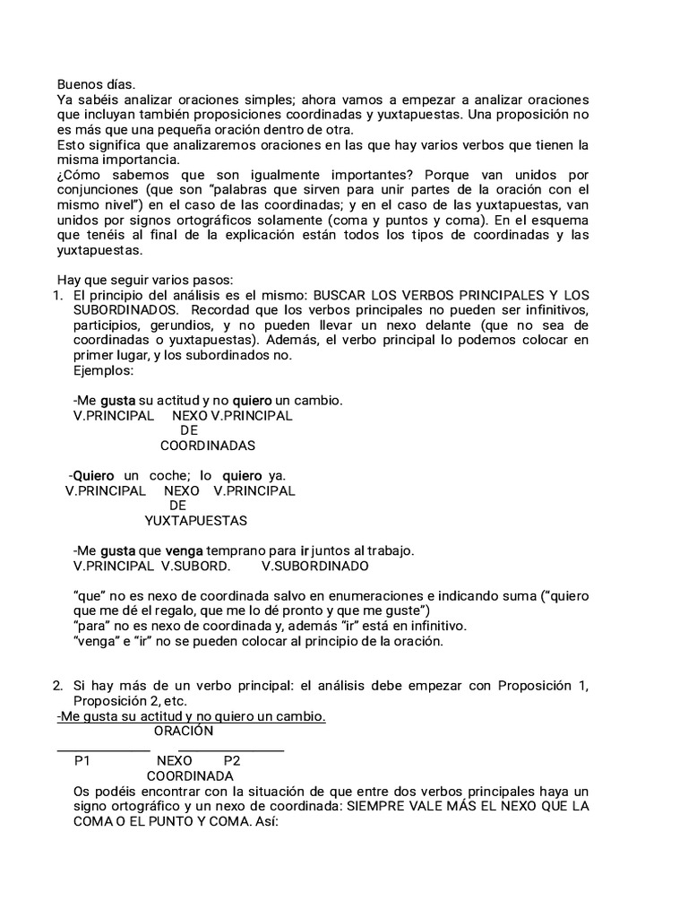 La Oración Compuesta. Teoría | PDF | Oración (Lingüística) | Semántica
