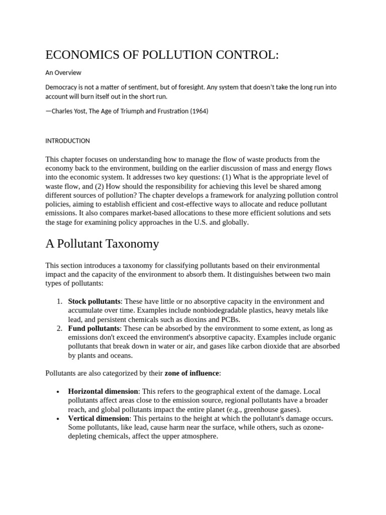 Economics of Pollution Control | PDF | Emissions Trading | Pollution