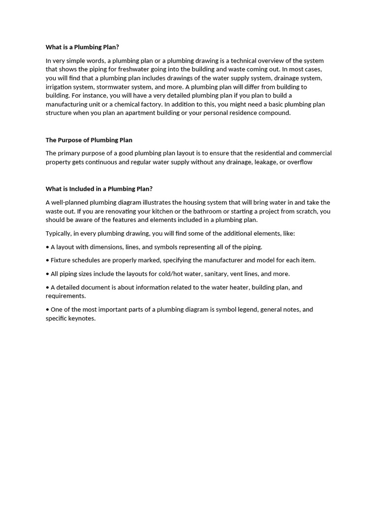 Understanding Plumbing Plans | PDF