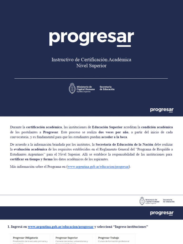 Certificación Académica - Progresar Superior | PDF | Educación más alta