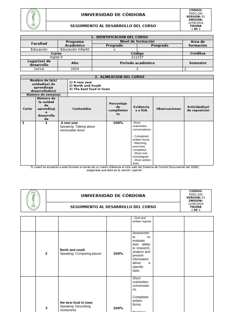 FDOC-100 - Seguimientoaldesarrollodelcurso - 1 LIC 2 Tercer Corte 2024 ...