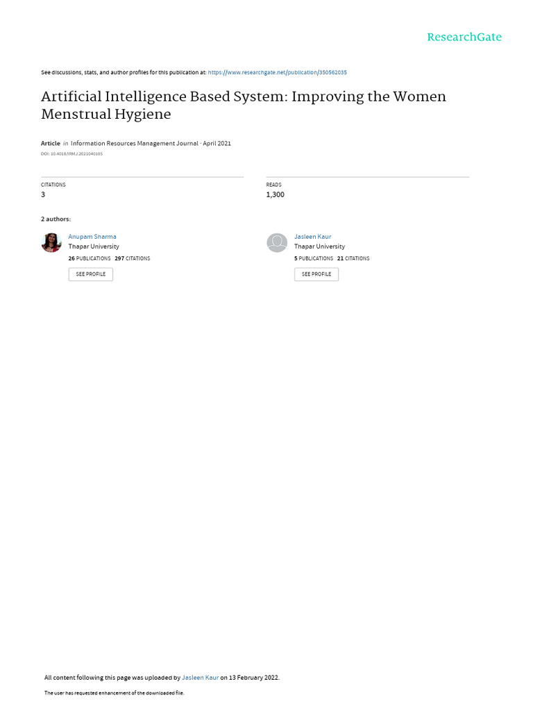 Artificial_Intelligence_Based_System_Improving_the (2) | PDF | Menstruation | Artificial ...