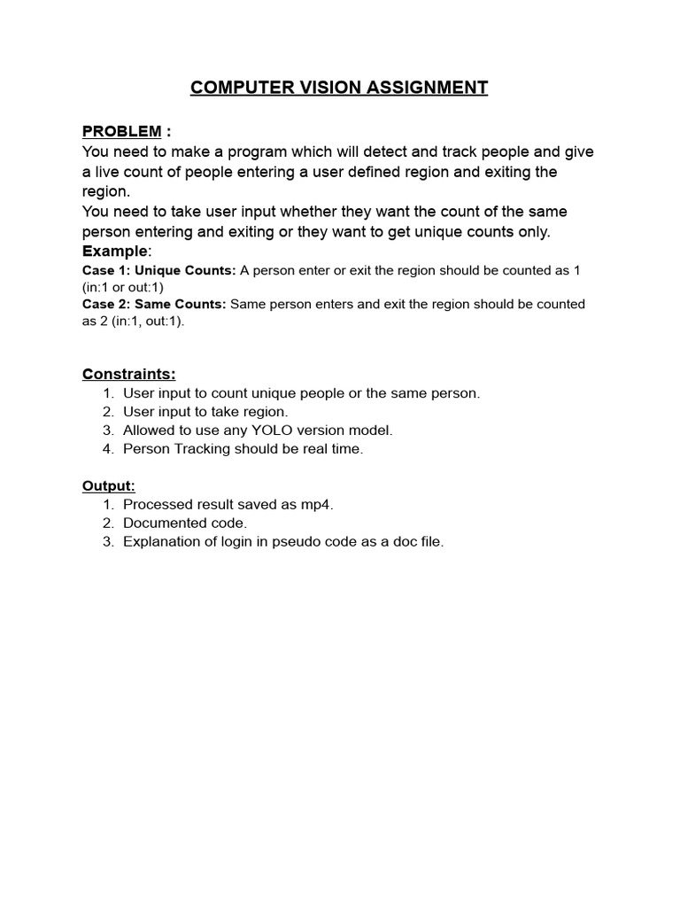 Intozi - Computer Vision Assignment | PDF