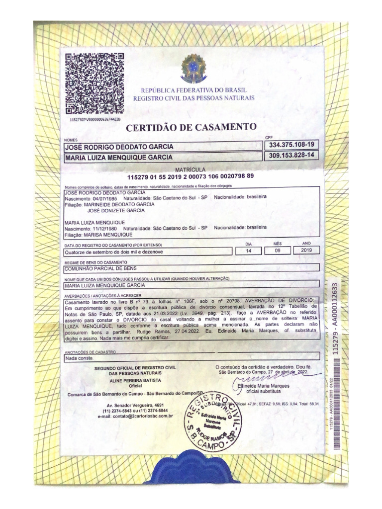 Certidão de Casamento | PDF