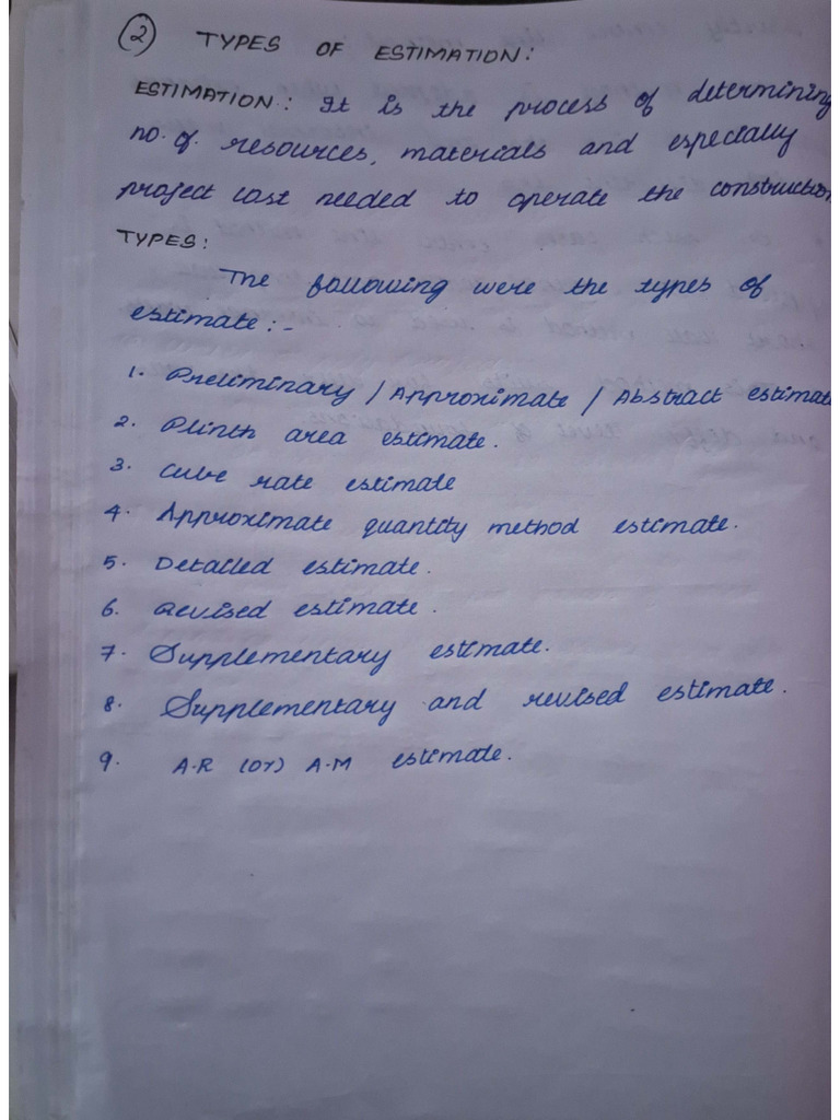 Types of Estimate | PDF